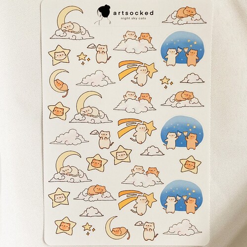 Tea Party Cat Sticker Sheet Cute Kawaii Aesthetic Stickers - Etsy