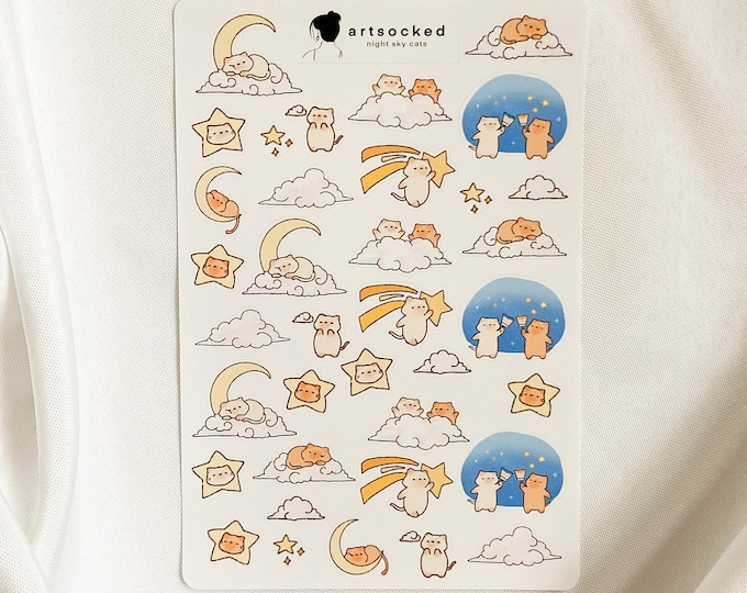 Tea Party Cat Sticker Sheet Cute Kawaii Aesthetic Stickers - Etsy