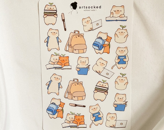 Tea Party Cat Sticker Sheet Cute Kawaii Aesthetic Stickers - Etsy