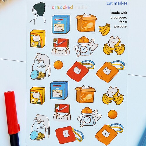 Cute Kawaii Cat Sticker Pack Cute Fun Stickers Stickers | Etsy