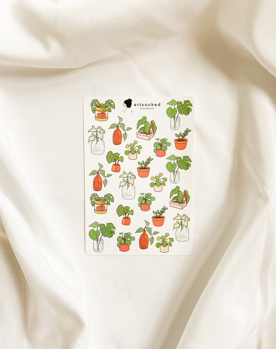 Houseplant Sticker Sheet, Cute Aesthetic Plant Stickers, Bullet Journal ...