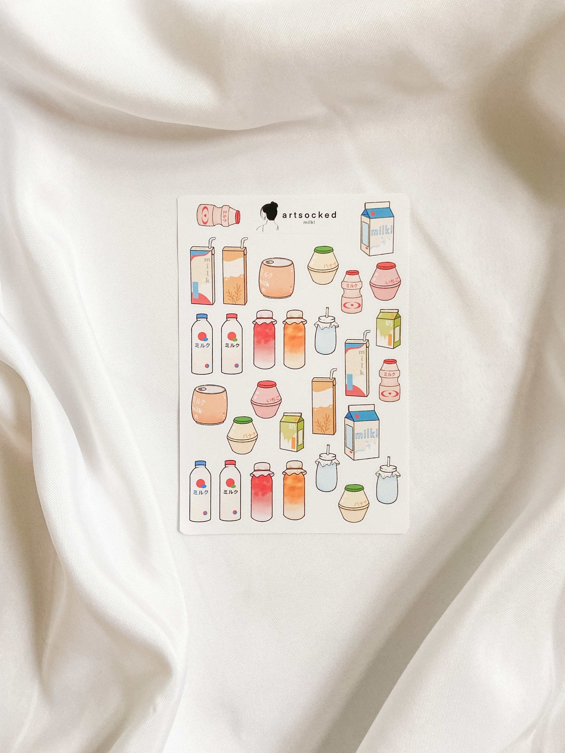 Milk! Drink Sticker Sheet, Cute Kawaii Aesthetic Stickers, Bullet ...