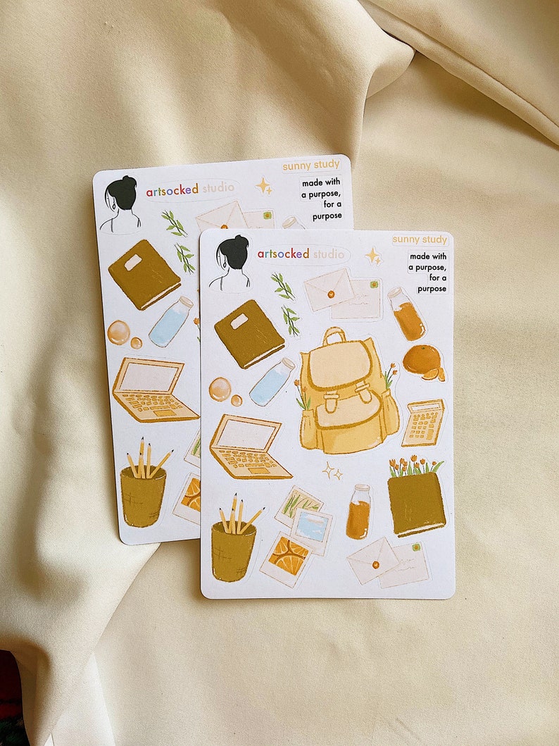 Sunny Study Sticker Sheet Aesthetic Cute Bullet Journal Mood | Etsy