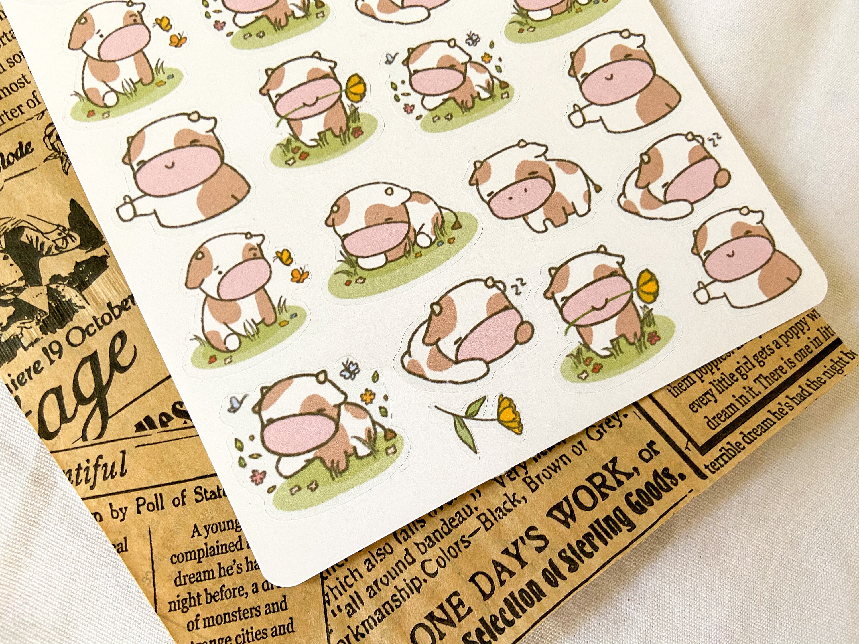 Milo the Cow Sticker Sheet Cute Aesthetic Stationery Bullet - Etsy