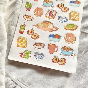 Breakfast & Brunch Sticker Sheet, Cute Food Stickers for Bullet Journal ...