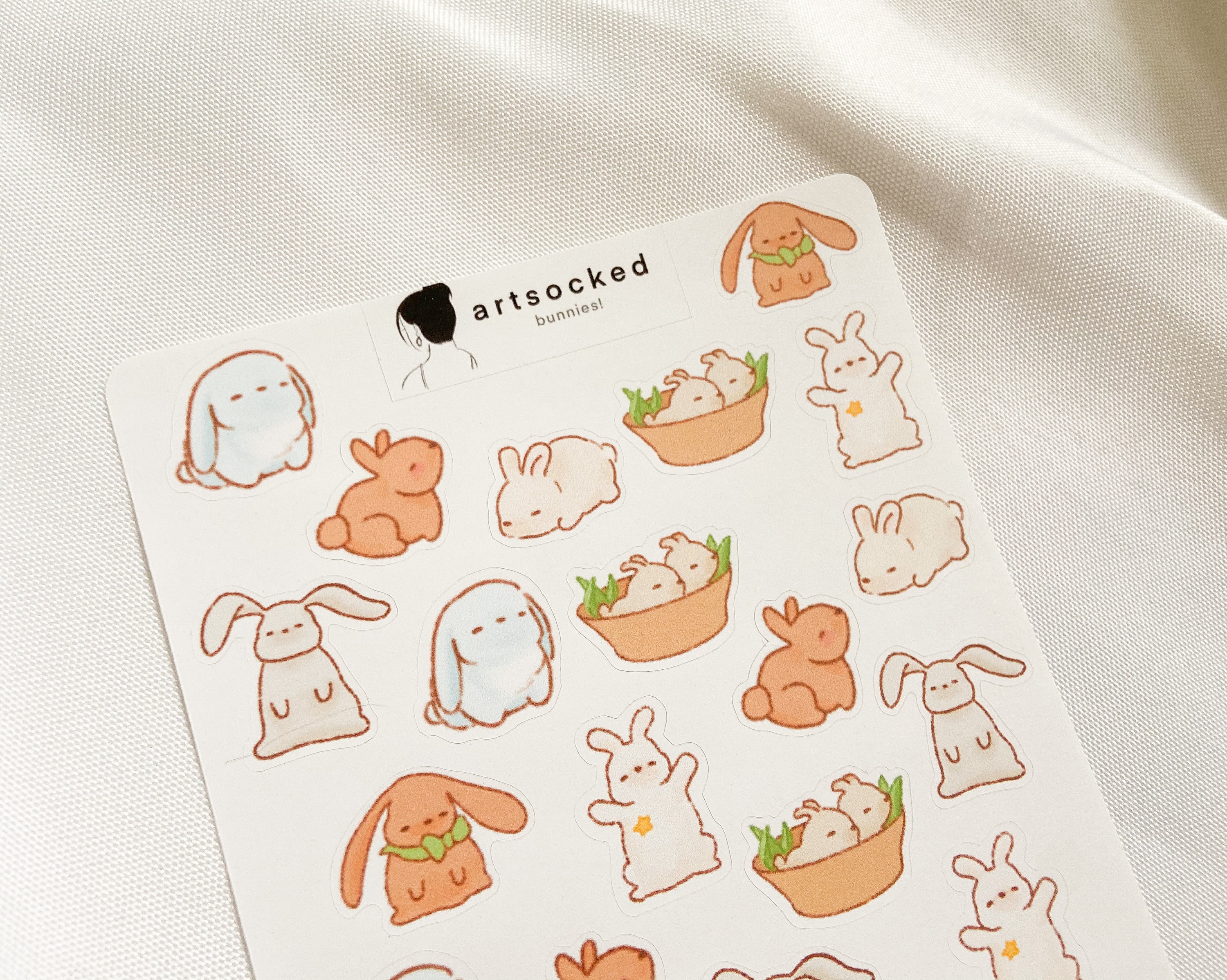 Bunnies Sticker Sheet, Cute Kawaii Rabbit Bunny Stickers, Bullet ...