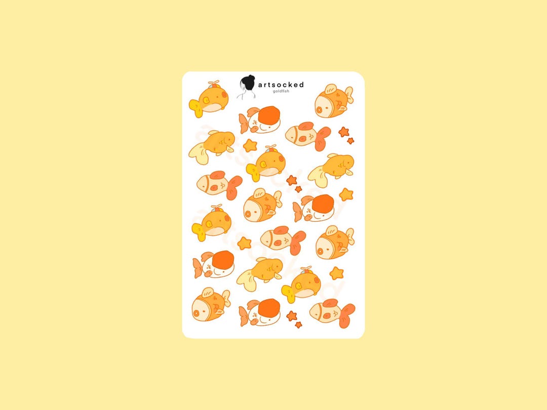 Goldfish Sticker Sheet, Cute Aesthetic Bright Fish Marine Animal ...