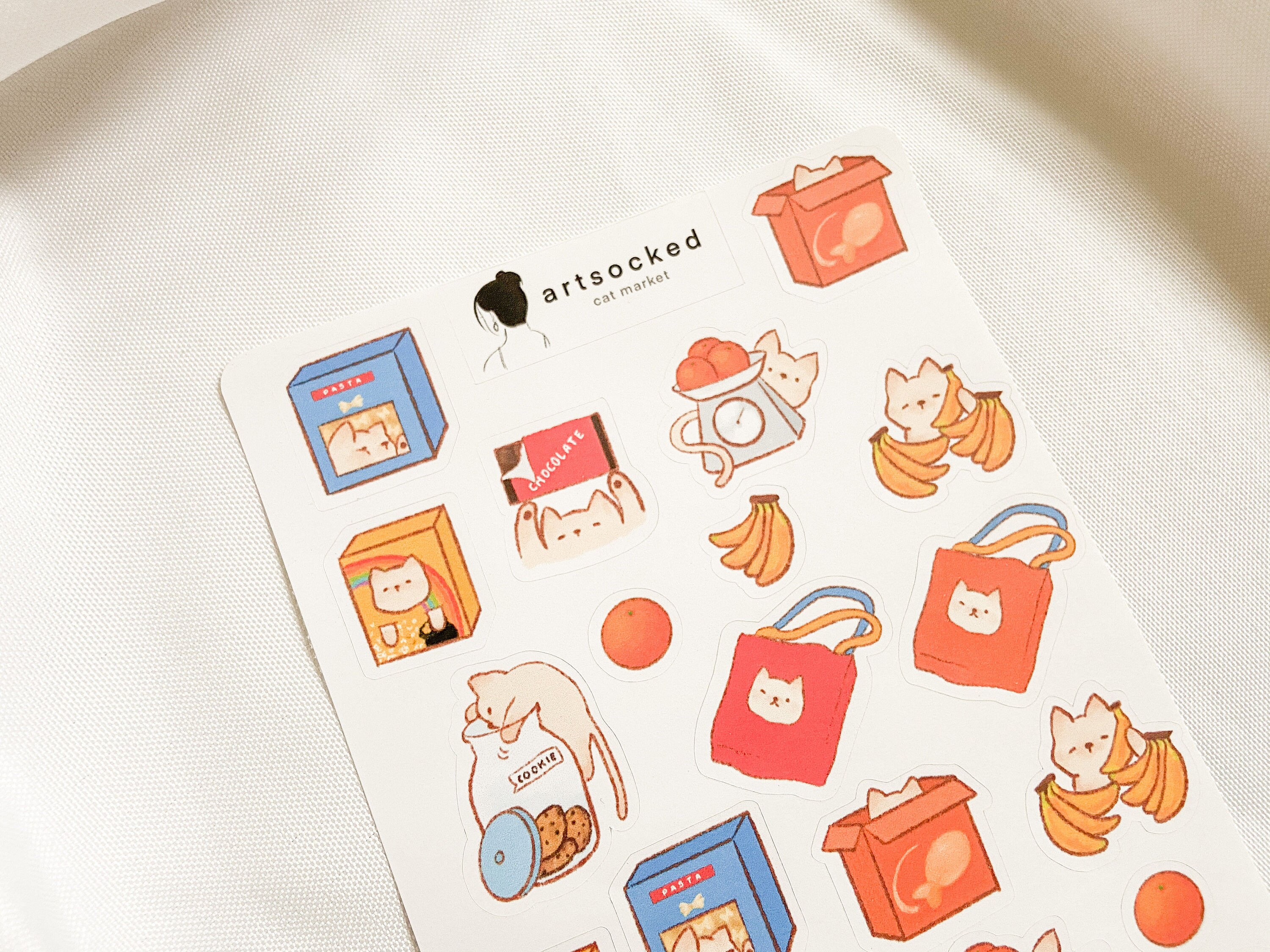 Cat Market Sticker Sheet Cute Cat Aesthetic Kawaii - Etsy
