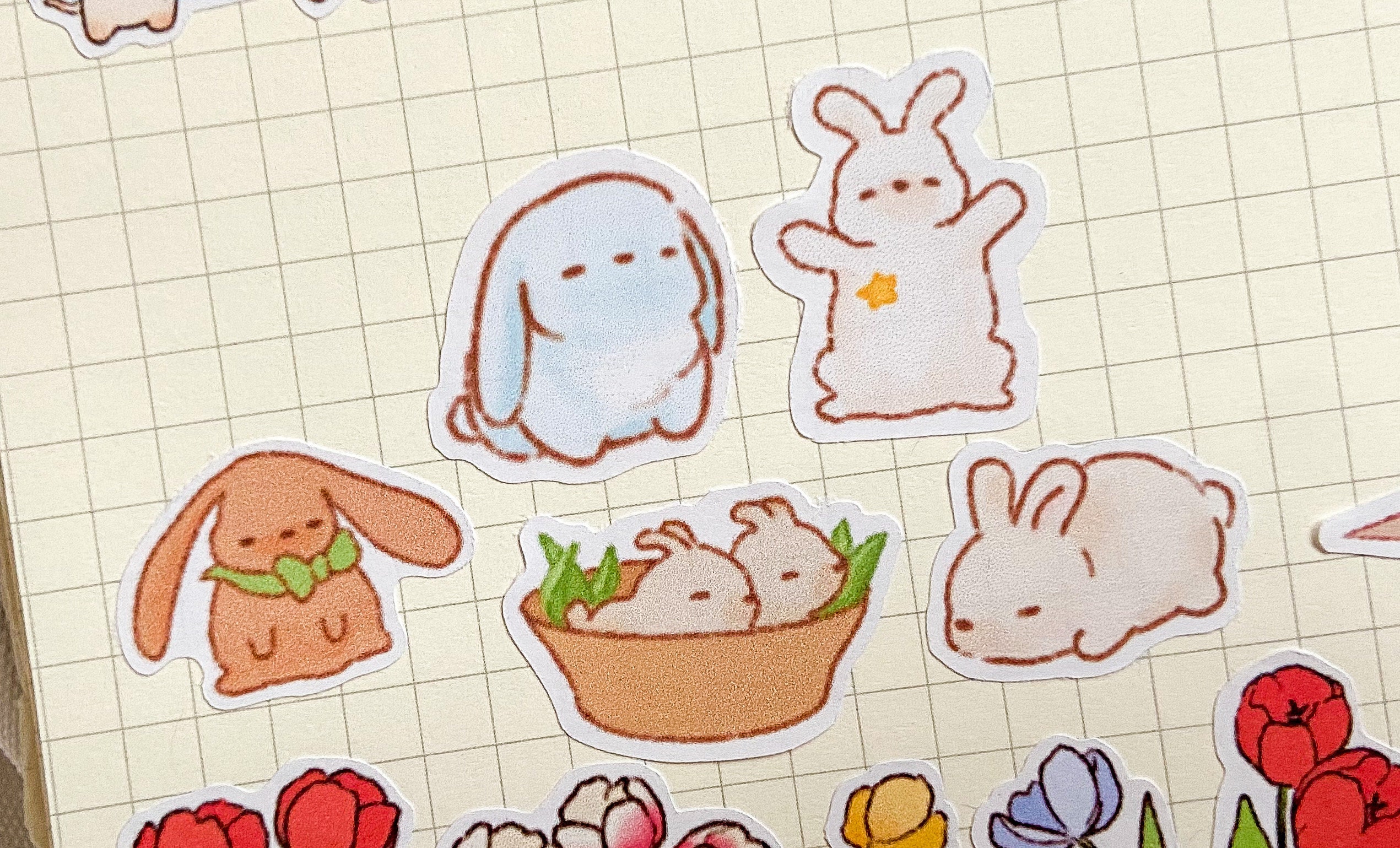 Bunnies Sticker Sheet Cute Kawaii Rabbit Bunny Stickers - Etsy