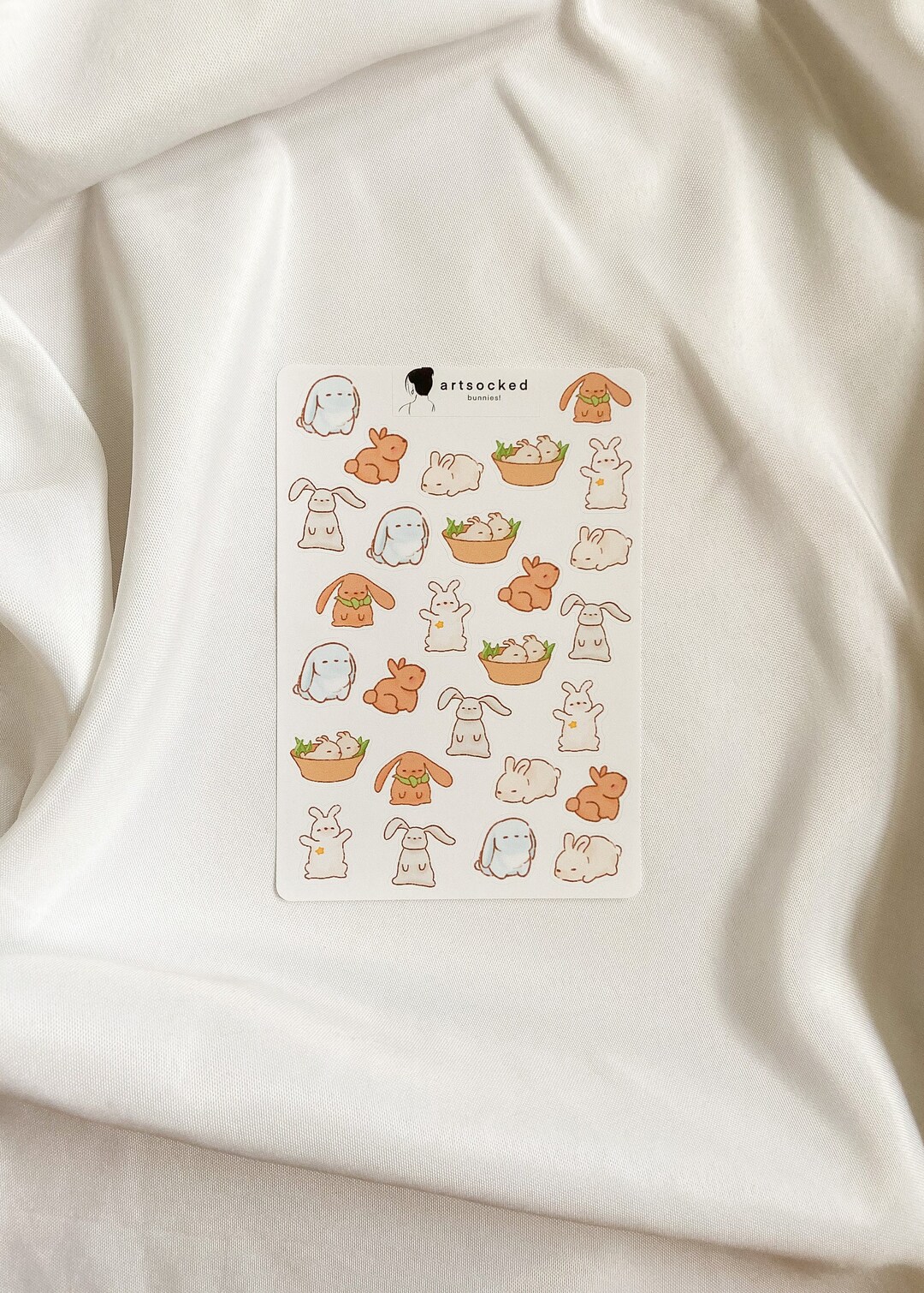 Bunnies Sticker Sheet, Cute Kawaii Rabbit Bunny Stickers, Bullet ...