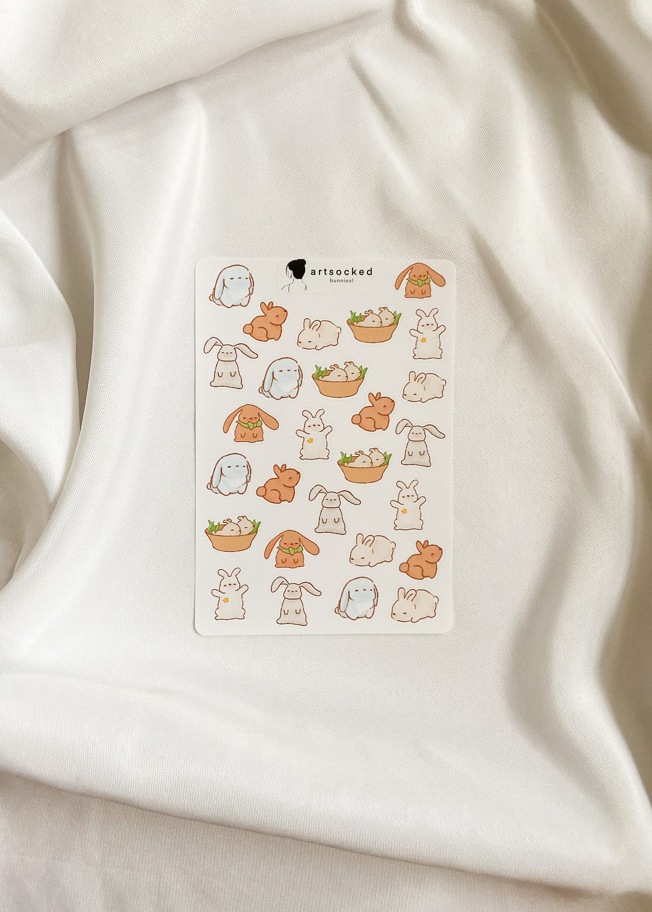 Bunnies Sticker Sheet Cute Kawaii Rabbit Bunny Stickers - Etsy