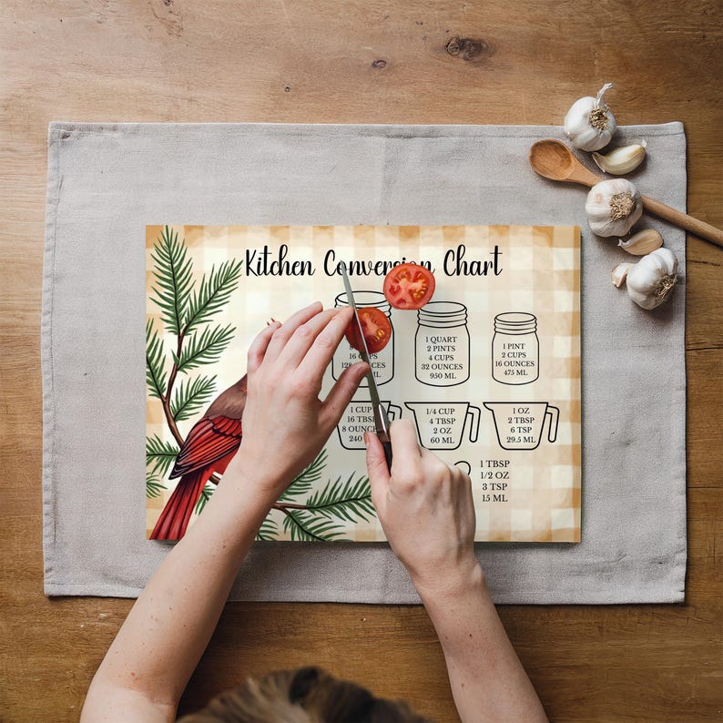 Cardinal Conversion Chart Glass Cutting Board: Kitchen Decor - Etsy Canada