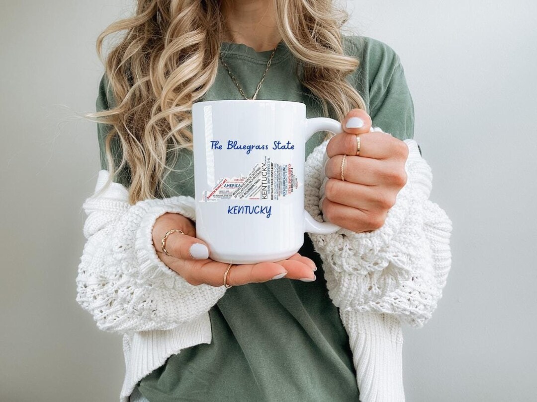 Kentucky Typography Map Collectible Coffee Mug, Kentucky Mug ...