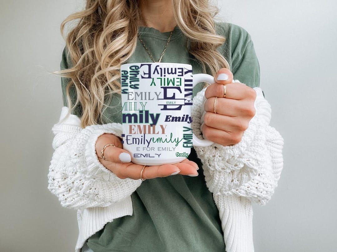 Personalized Repeating Name Coffee Mug: Custom Monogram Ceramic Cup - Etsy