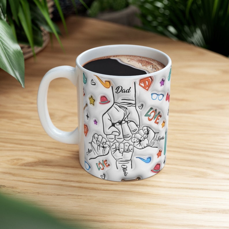 Personalized Dad Mug, Papa Fist Bump, Father's Day Gift, Fist Bump Mug ...