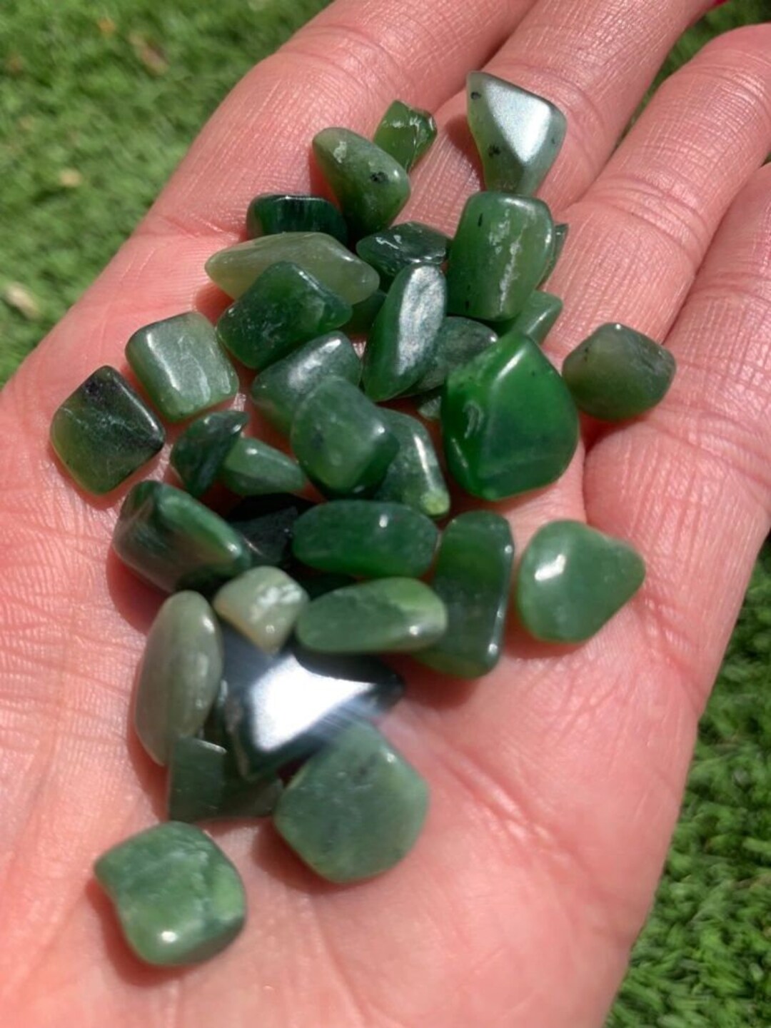 Green Jade Chip Stones/ Green Jade/ Chip Stones/ Small Crystals ...