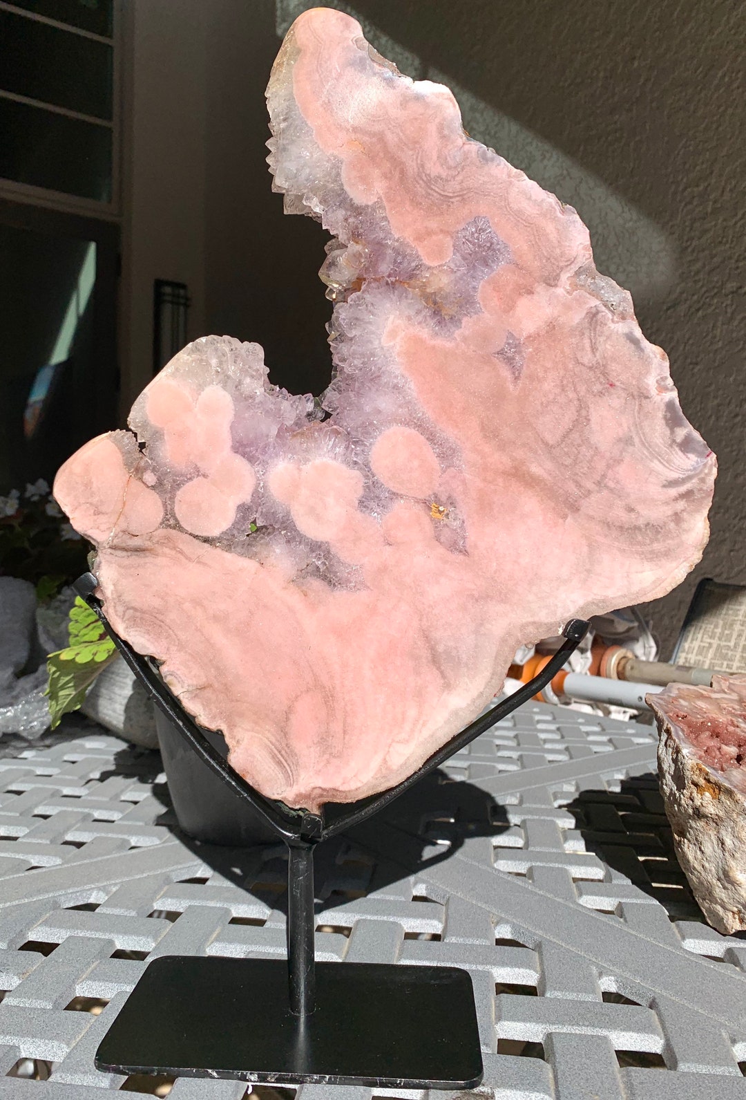 Pink Amethyst Slab With Metal Stand - Etsy