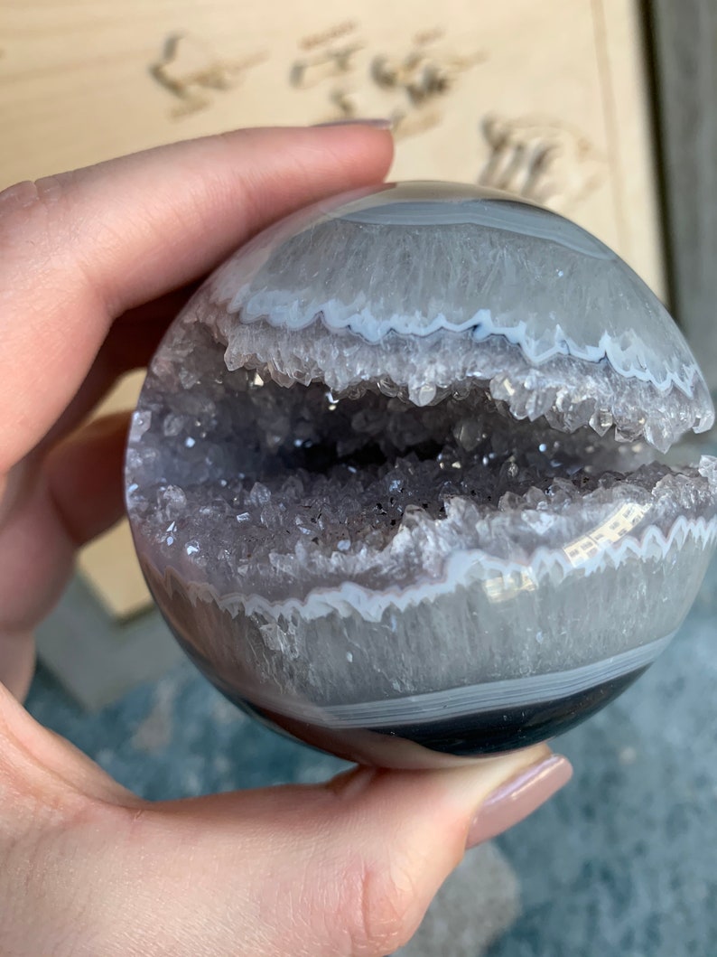 Black and White Druzy Quartz Sphere - Etsy