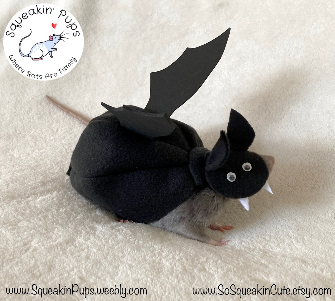 Vampire Bat Costume for Pet Rats With Wings and Optional Hat, Halloween ...