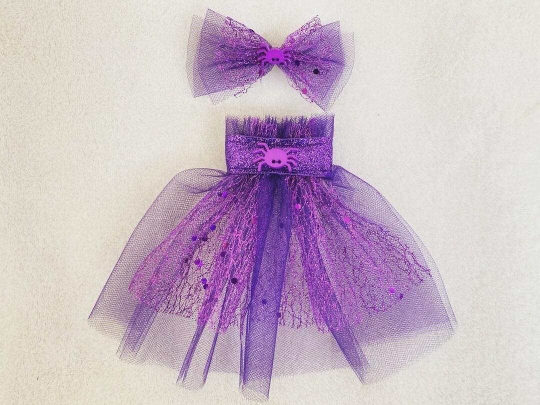 Spider Witch Elegant Tutu and Hat Costume Set for Pet Rats, Purple ...