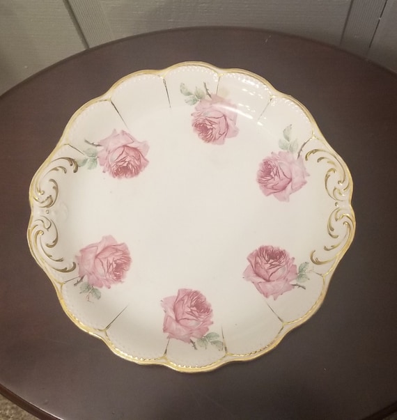 Antique Sevres China 10 Inch Dinner Plate With Pink Roses - Etsy