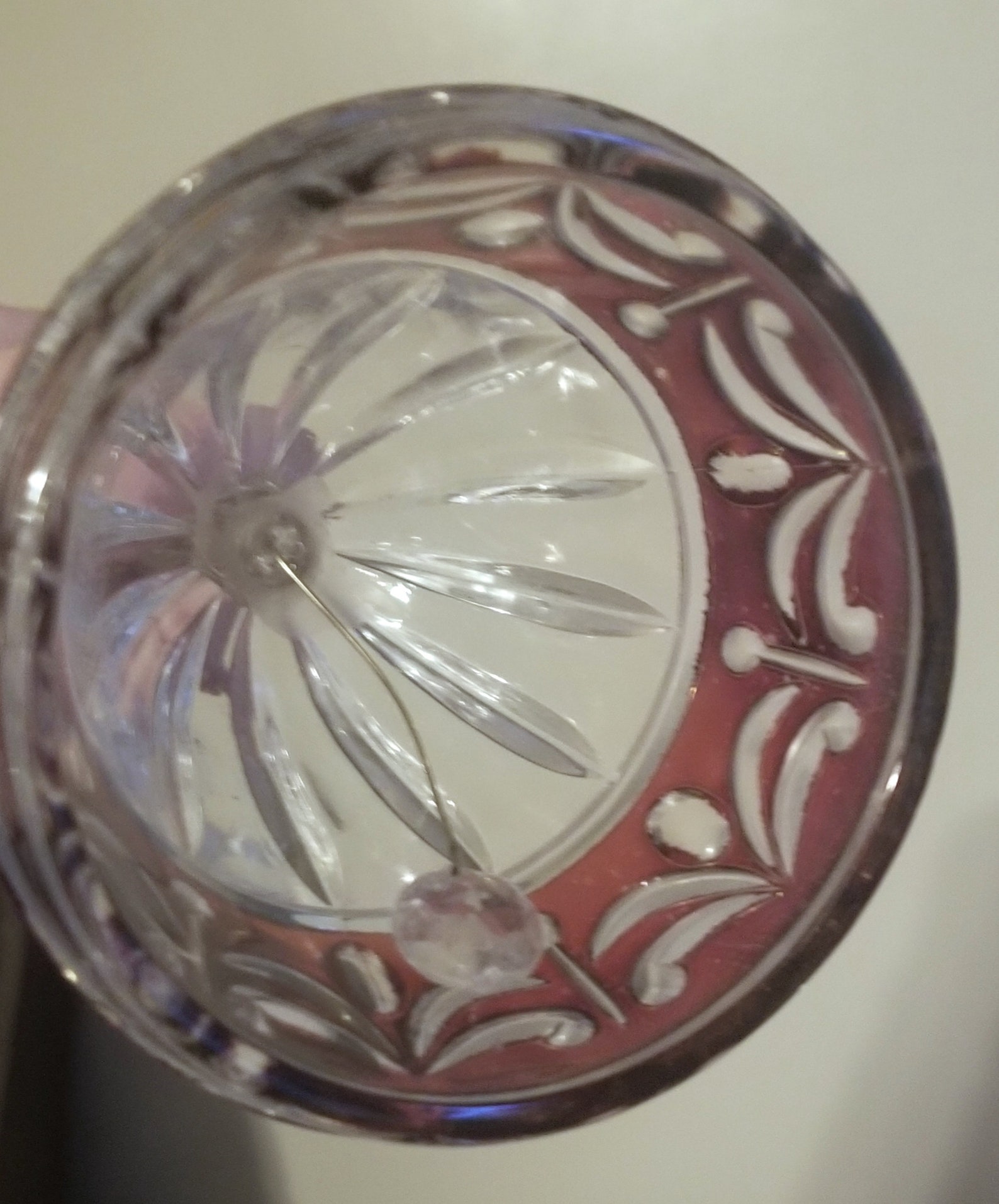 Large Bohemian Crystal Bell With Ruby Red Bottom and Cut Design With ...