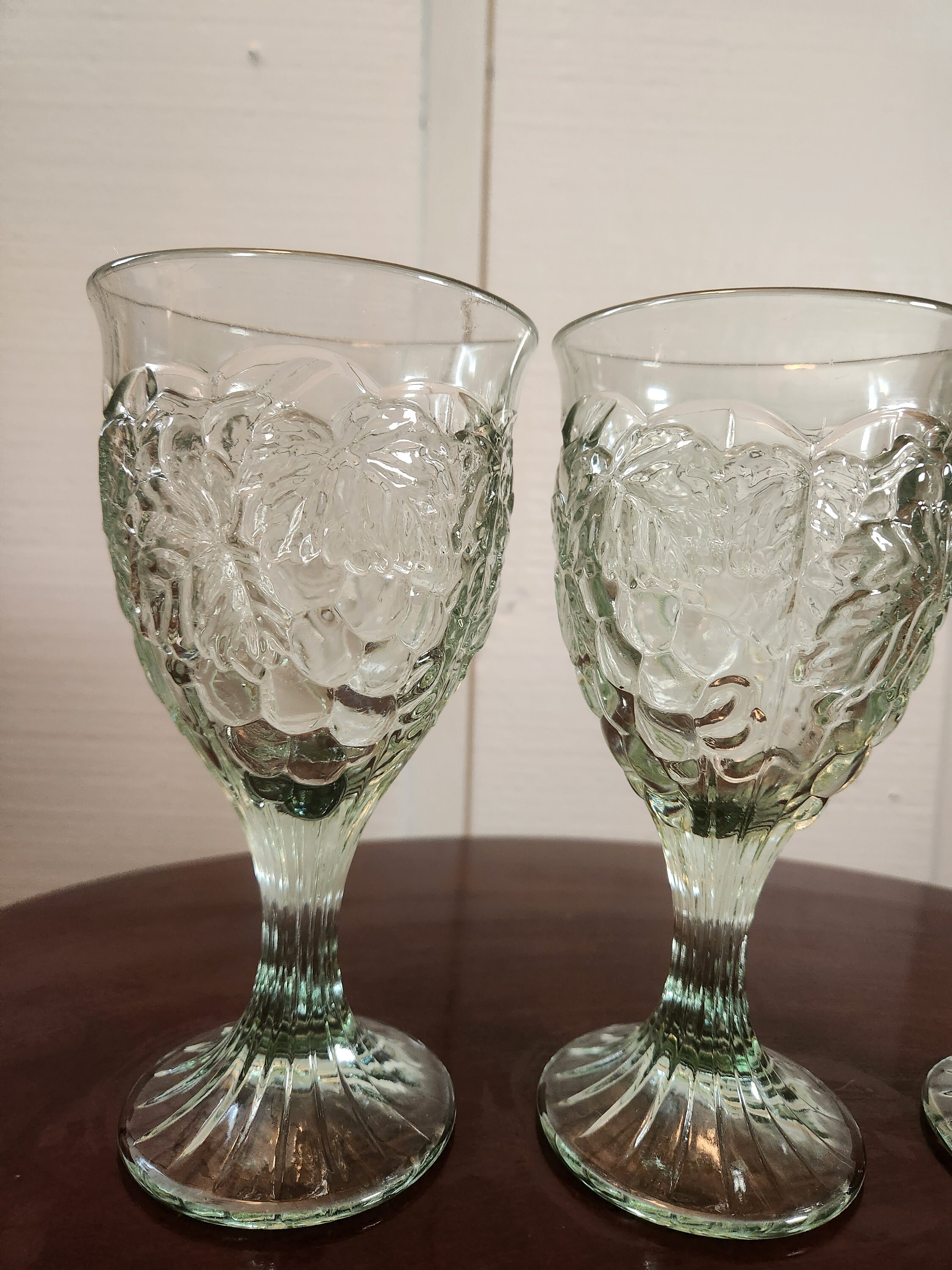 Noritake Water Goblets With Embossed Grapes and Leaves, Wine Glasses ...