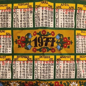 German Kolf 1977 Calendar Cotton Wall Hang, House and Mountains, Red ...