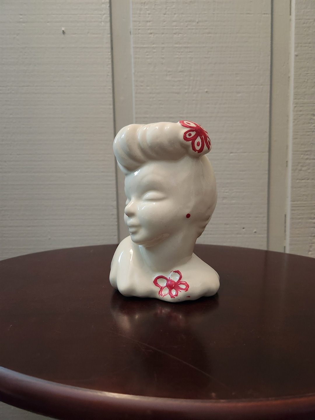 Rare Large Glamour Girl Lady Head Vase, No Make-up, Unpainted Face ...