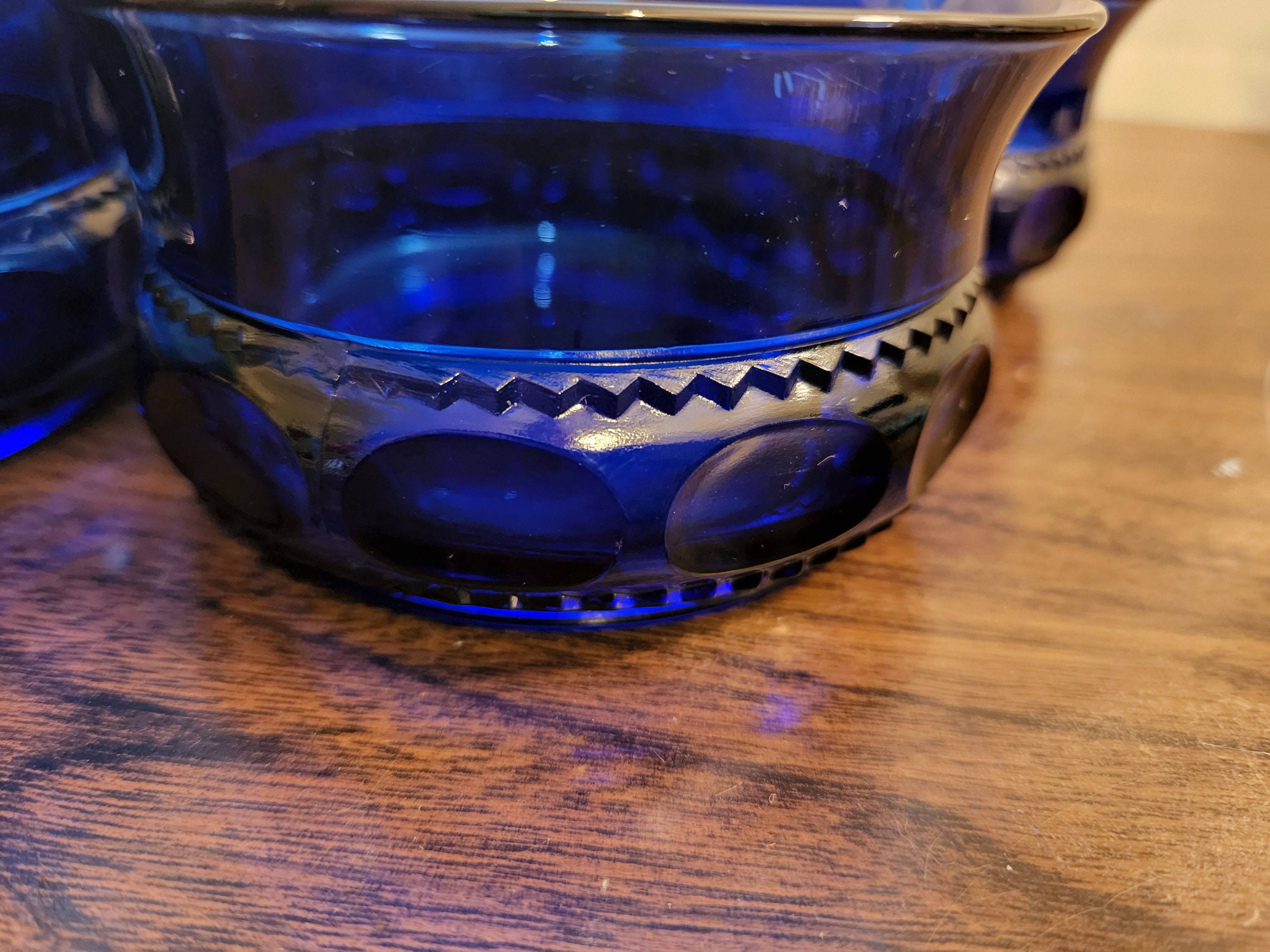 Blue Thumbprint Bowls Indiana Glass Set of 5 King's - Etsy