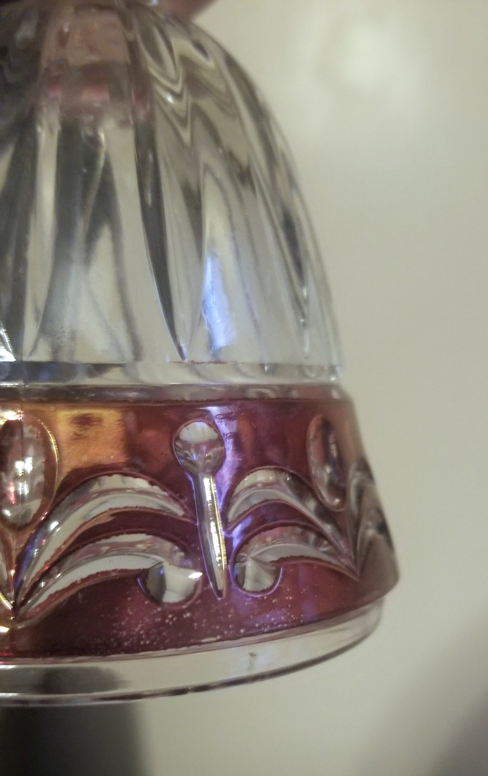 Large Bohemian Crystal Bell With Ruby Red Bottom and Cut Design With ...