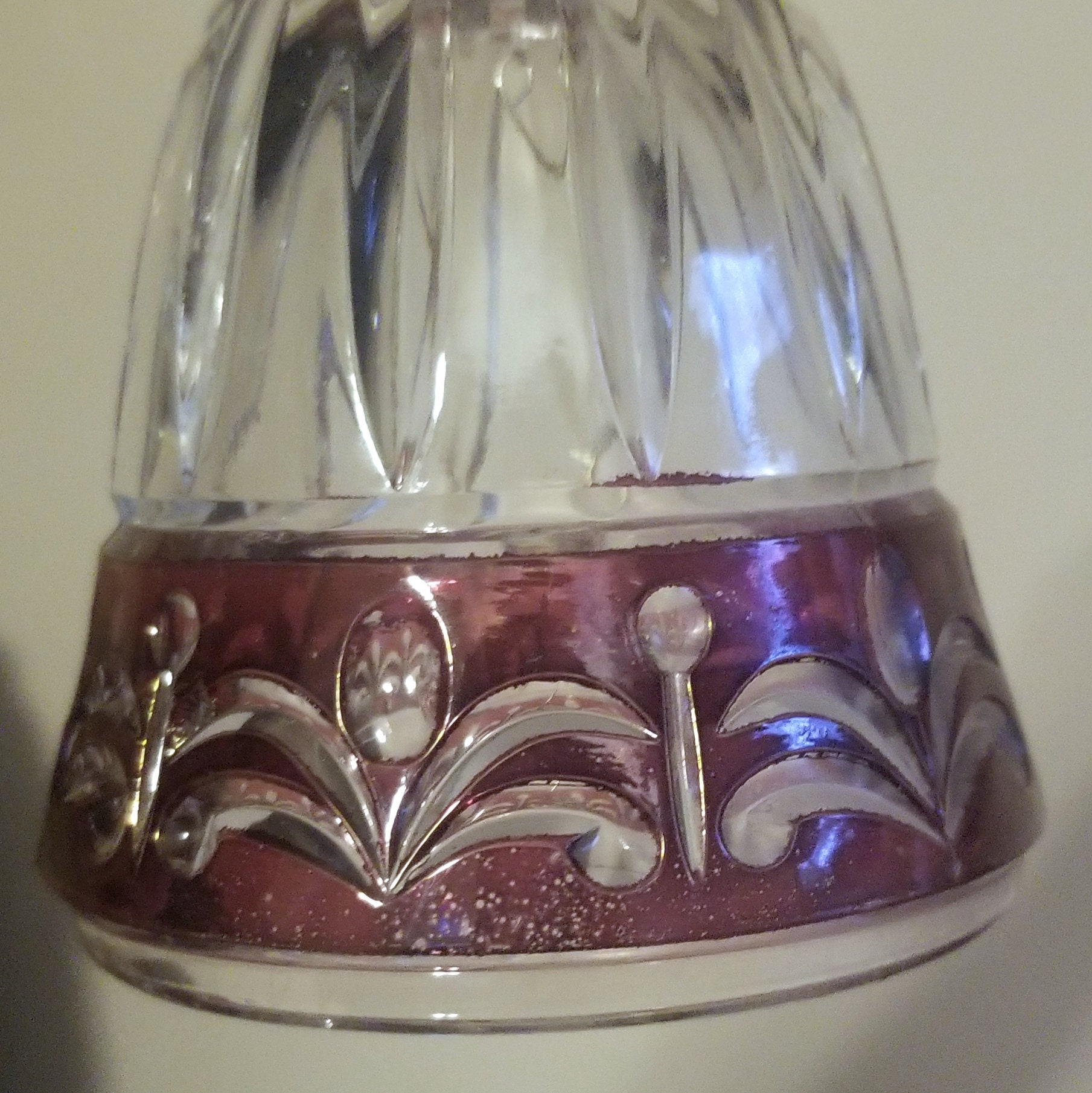 Large Bohemian Crystal Bell With Ruby Red Bottom and Cut Design With ...
