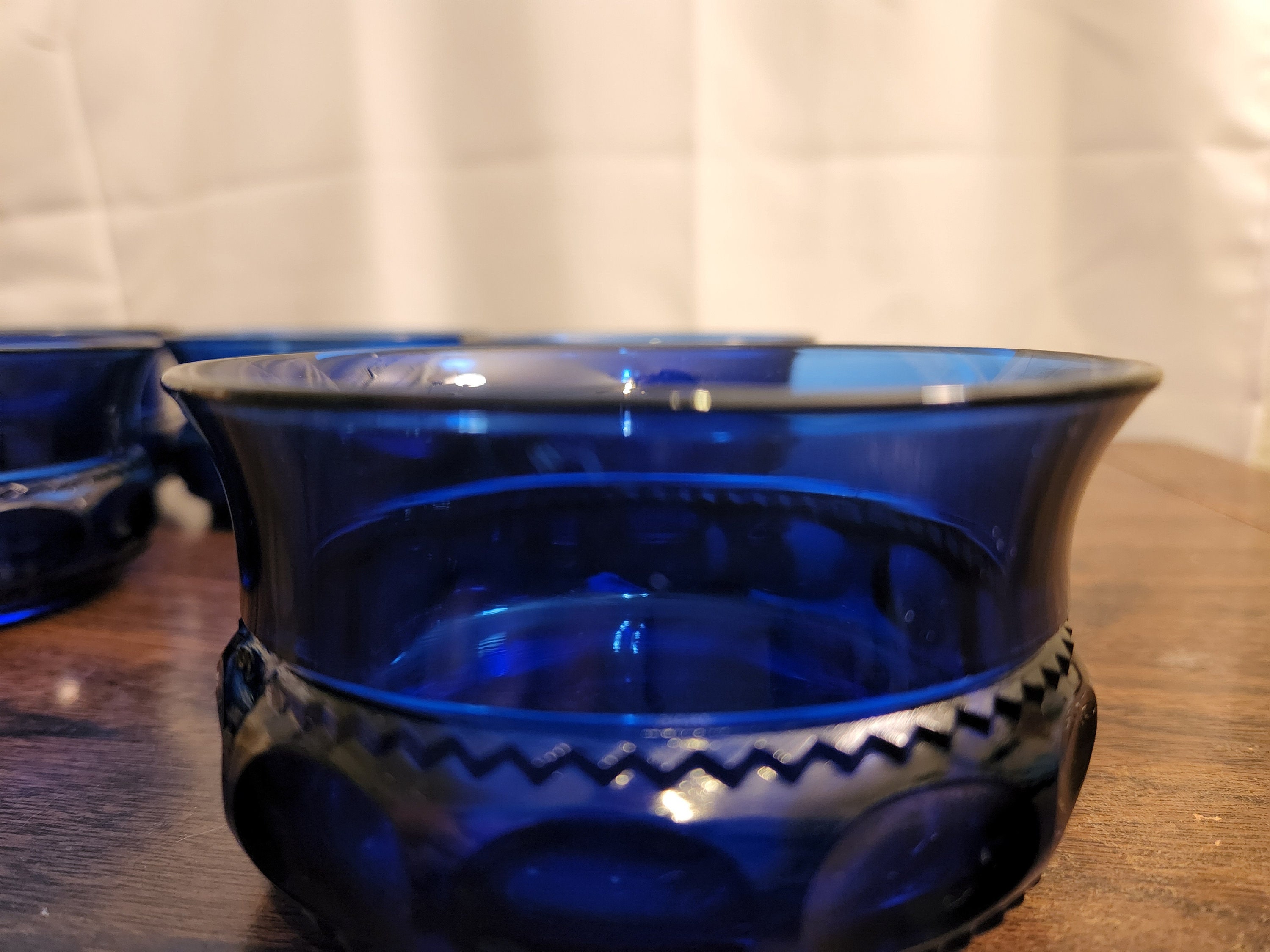 Blue Thumbprint Bowls Indiana Glass Set of 5 King's - Etsy