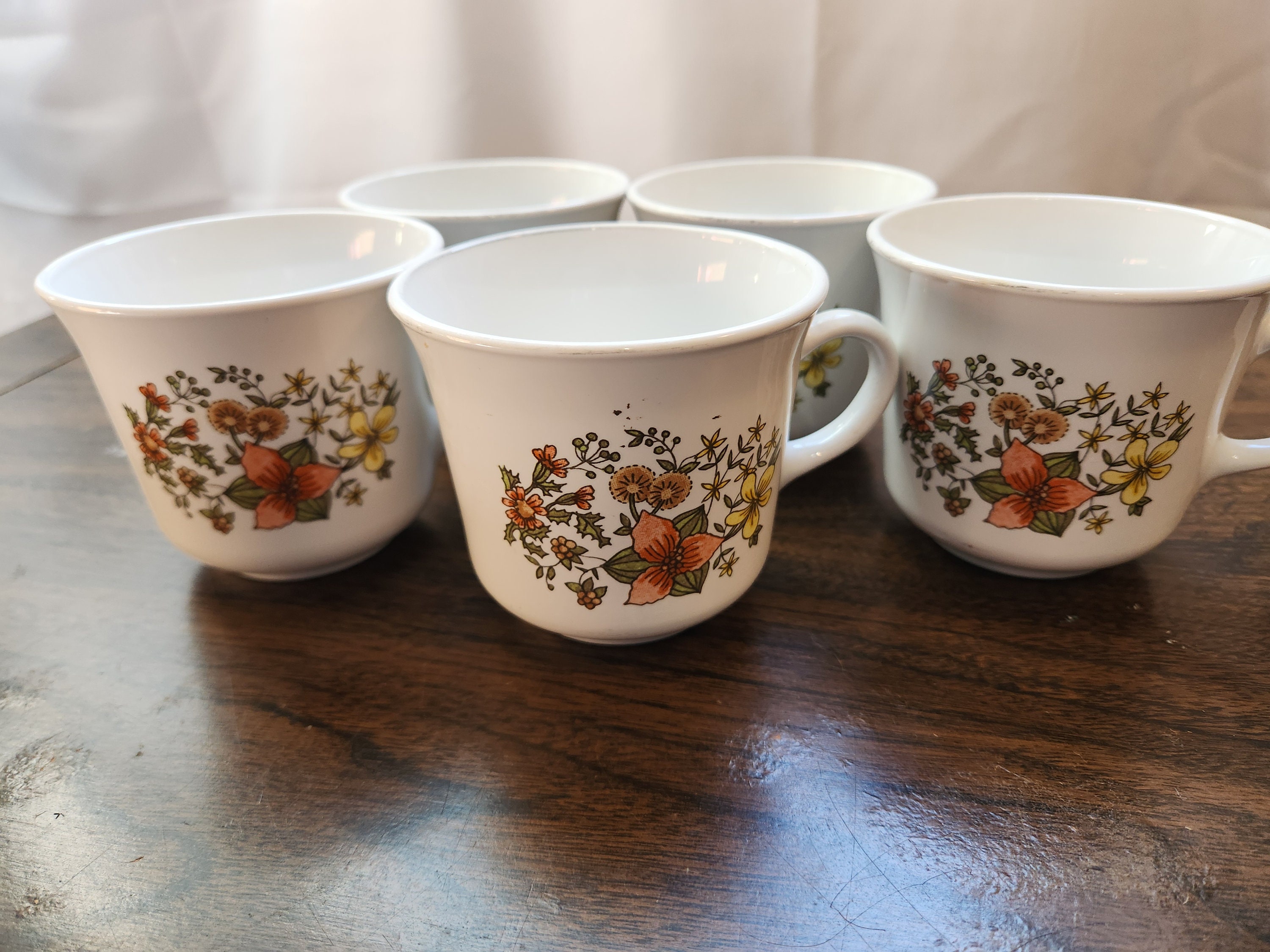 Indian Summer Corelle by Corning Tea Cups and Saucer, Set of 5, 8 OZ ...
