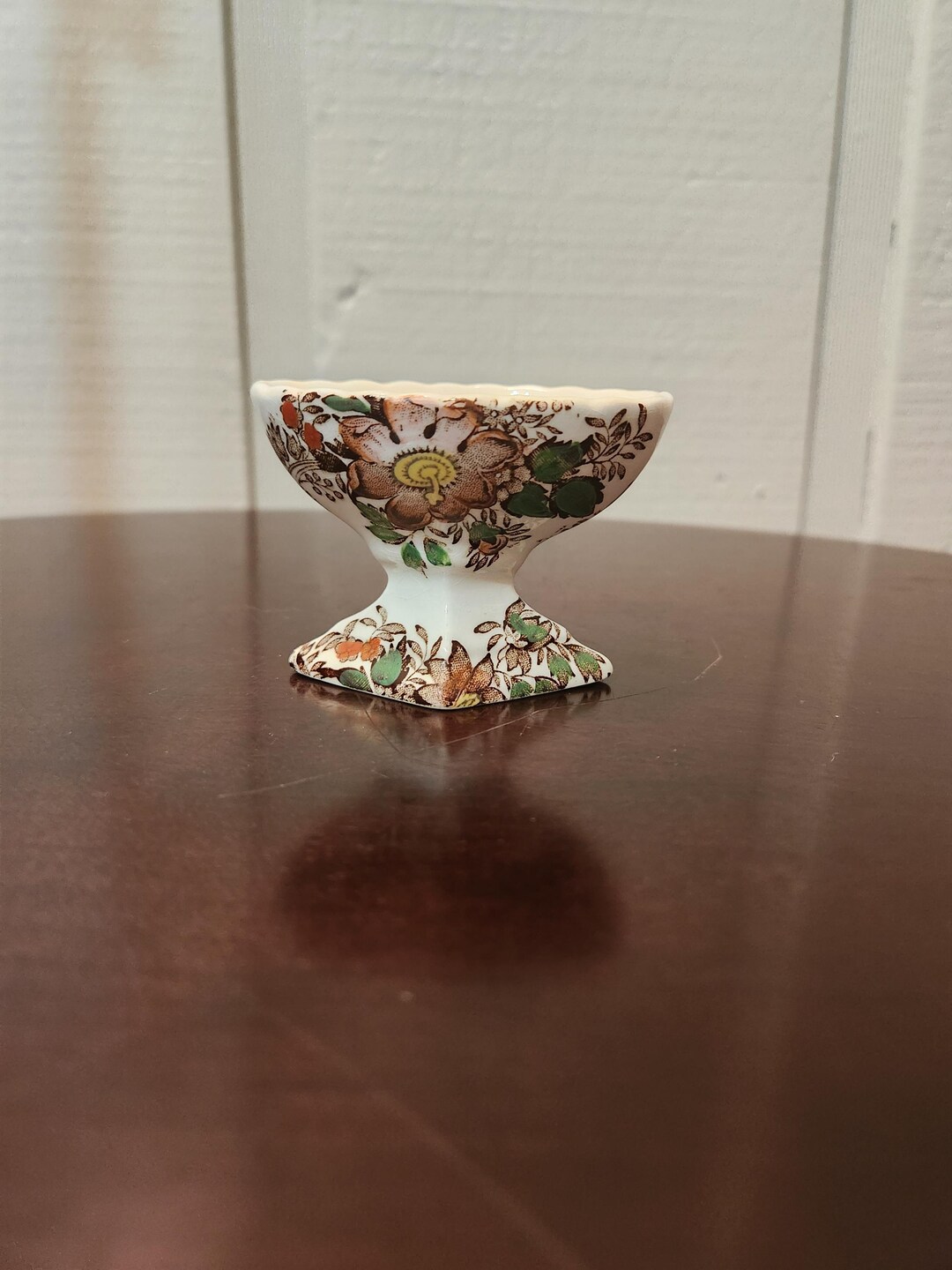 Vintage Ceramic Egg Cup With Hand Painted Flowers, Egg Server, Salt ...