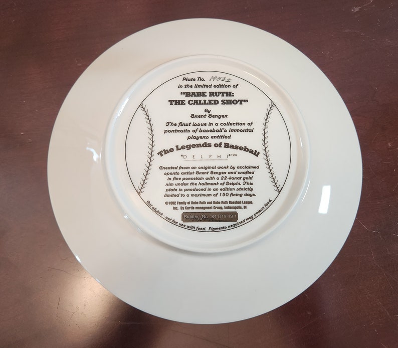 Babe Ruth: the Called Shot Collectible Plate Limited Edition - Etsy