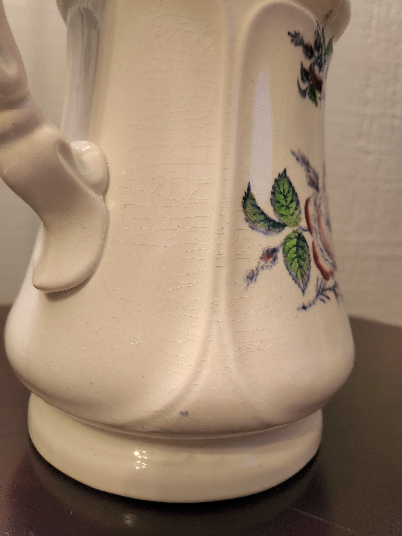 Antique Water Pitcher With Purple Roses Trimmed in White and - Etsy