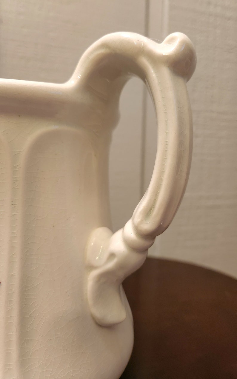 Antique Water Pitcher With Purple Roses Trimmed in White and - Etsy