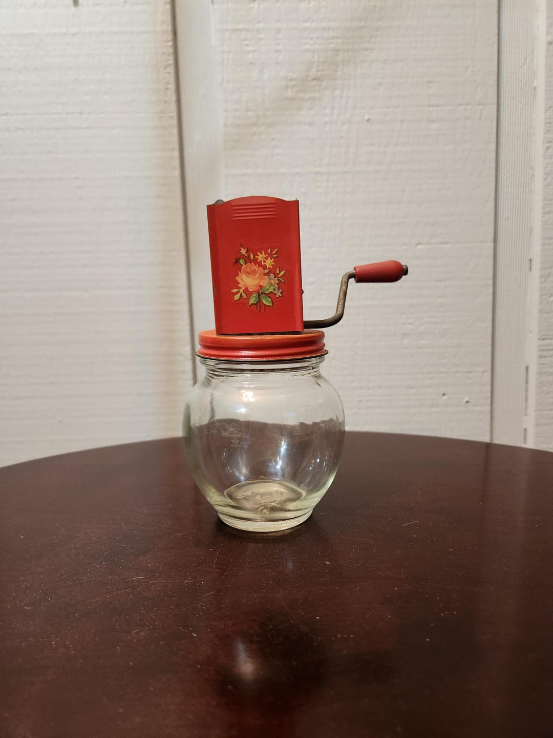 Vintage Nut Grinder, Hocking Anchor Hazel Atlas, Red Top With Round ...
