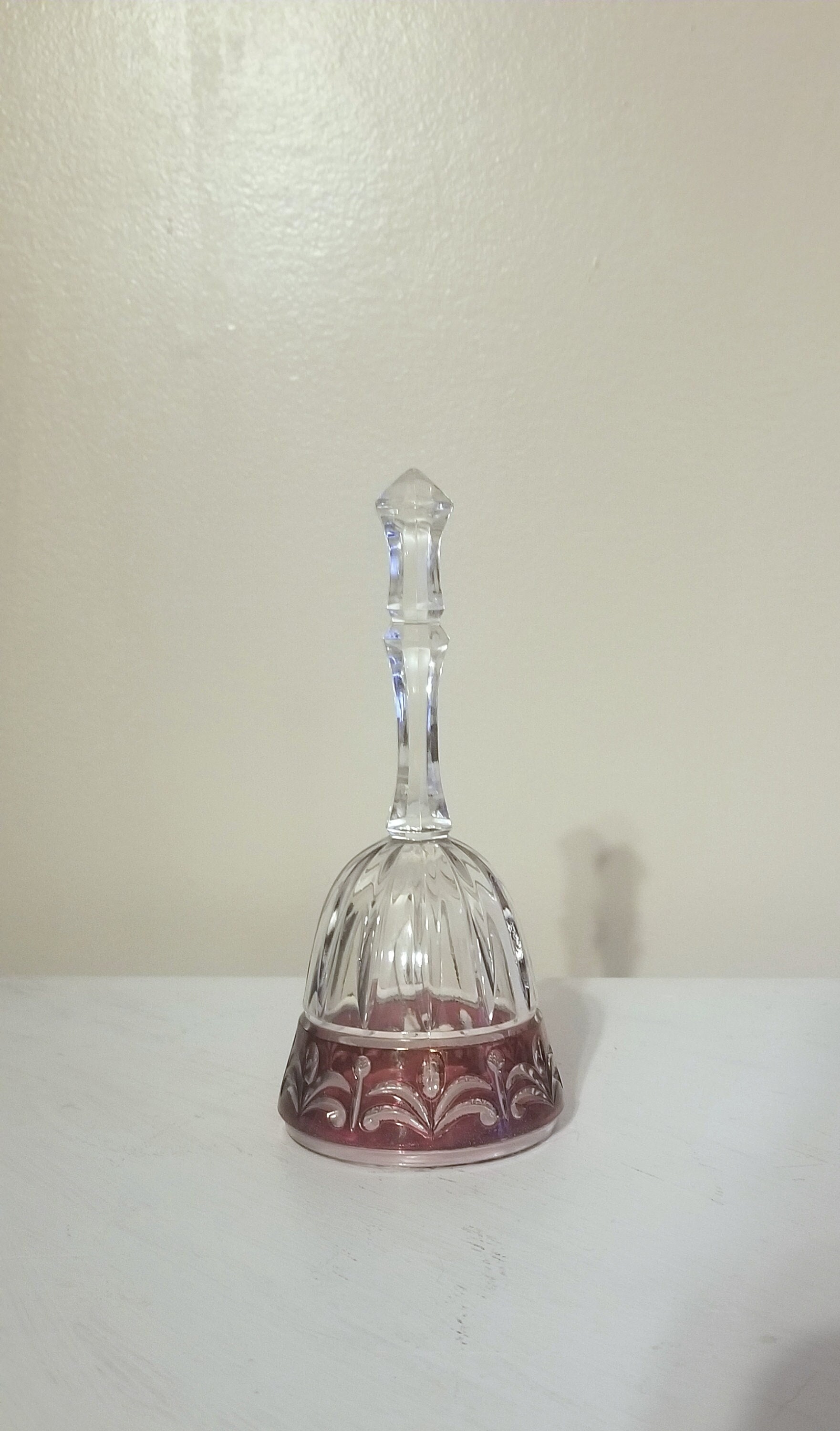 Large Bohemian Crystal Bell With Ruby Red Bottom and Cut Design With ...