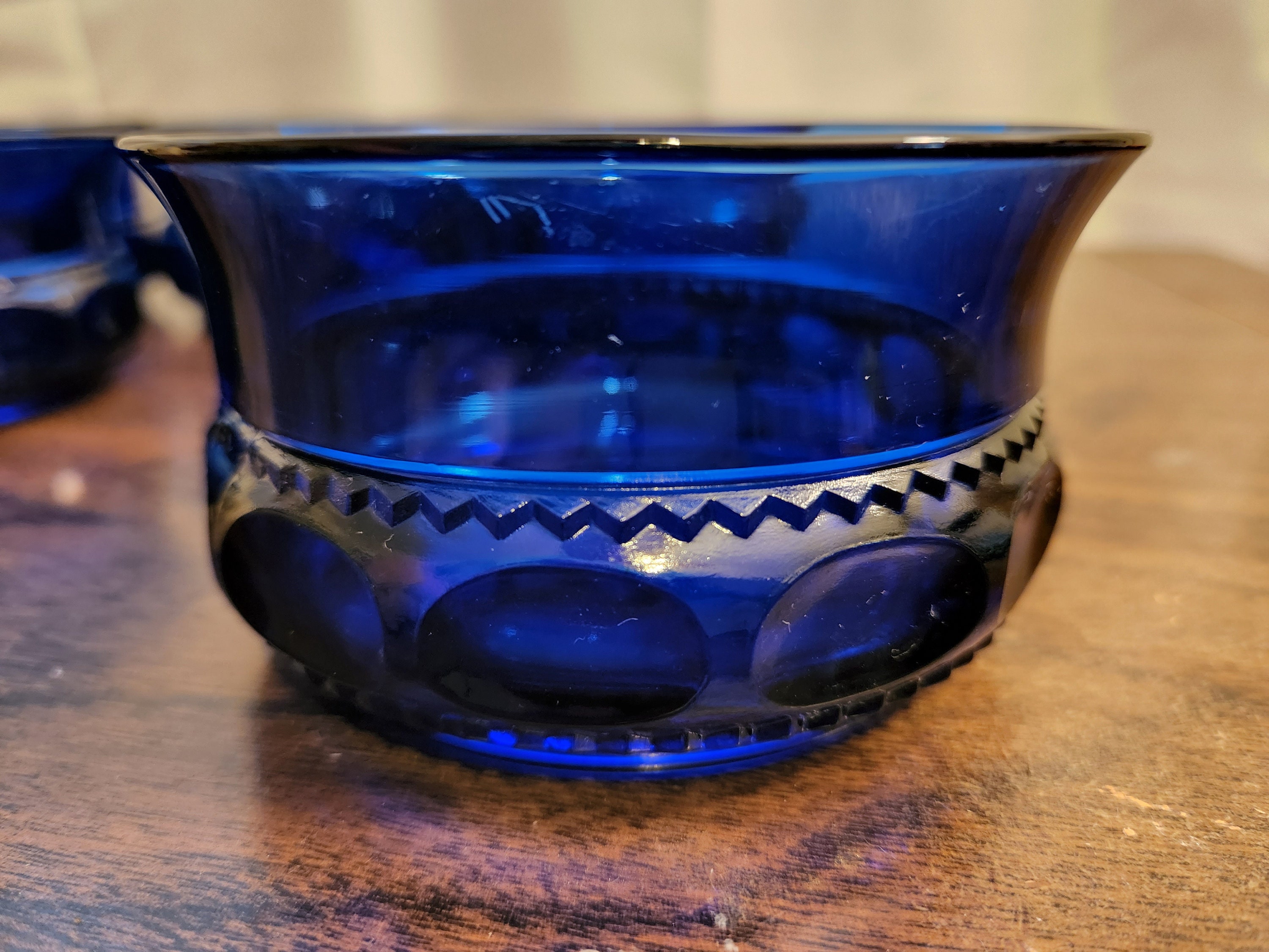 Blue Thumbprint Bowls Indiana Glass Set of 5 King's - Etsy