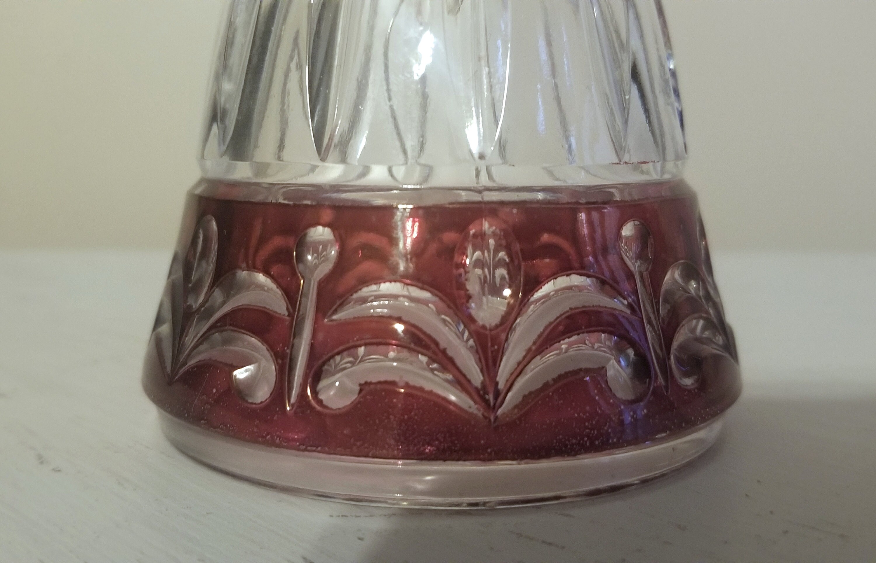 Large Bohemian Crystal Bell With Ruby Red Bottom and Cut Design With ...