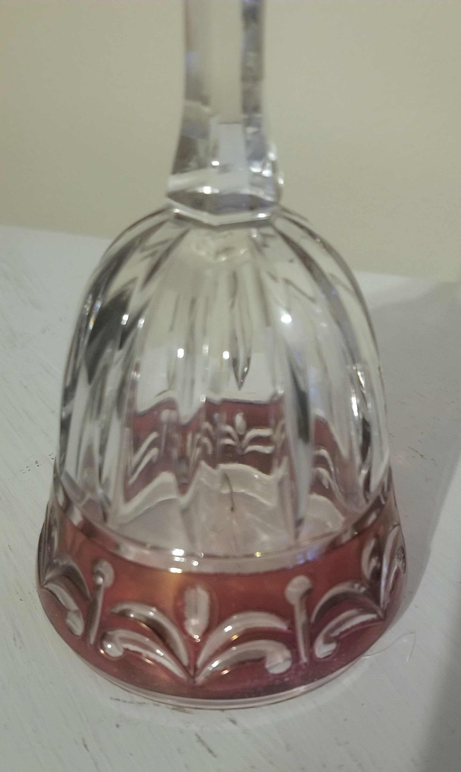 Large Bohemian Crystal Bell With Ruby Red Bottom and Cut Design With ...