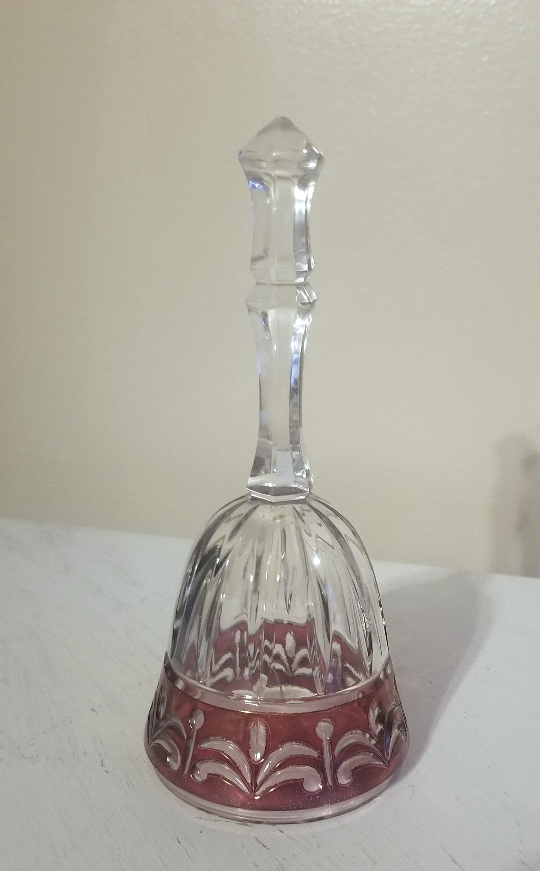 Large Bohemian Crystal Bell With Ruby Red Bottom and Cut Design With ...