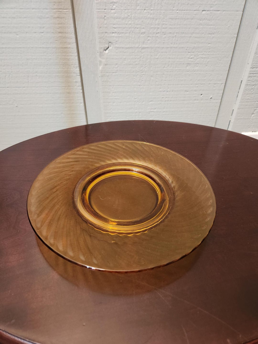 Vintage Amber Plate, Spiral Design, 8 Inch Dessert / Salad Plate ...