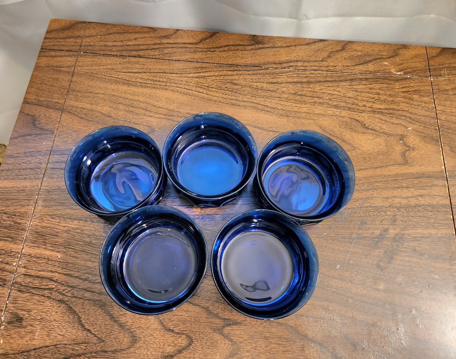 Blue Thumbprint Bowls Indiana Glass, Set of 5, King's Crown, Cobalt ...