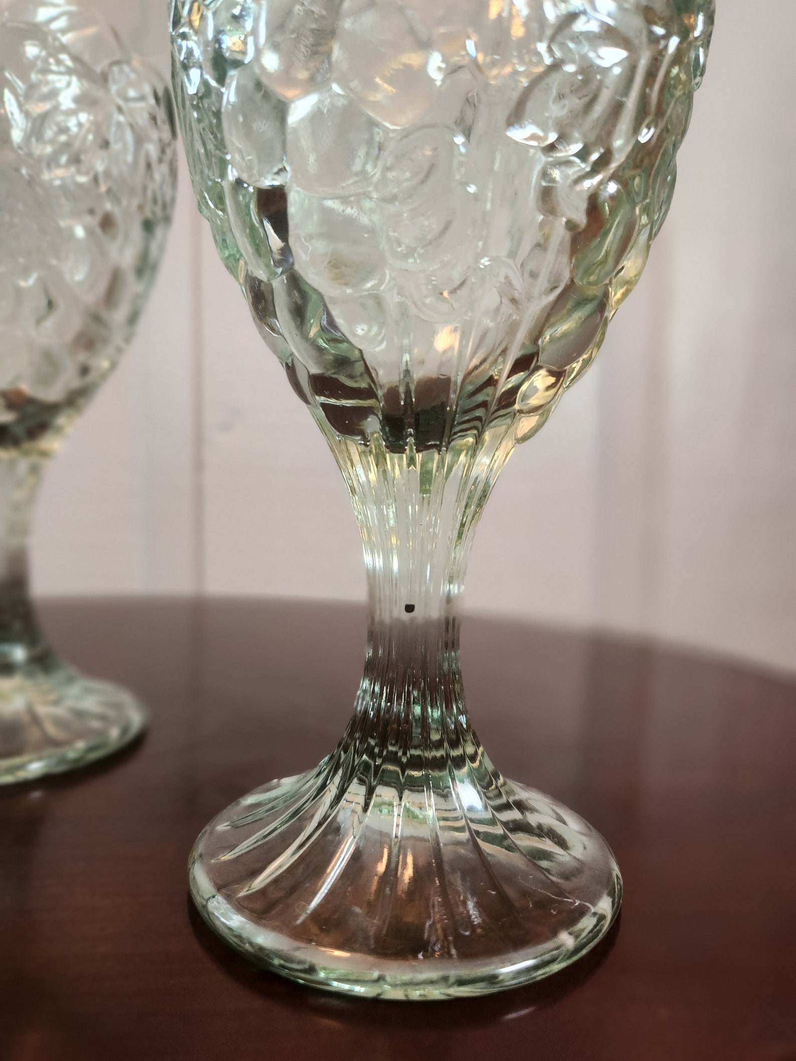 Noritake Water Goblets With Embossed Grapes and Leaves, Wine Glasses ...