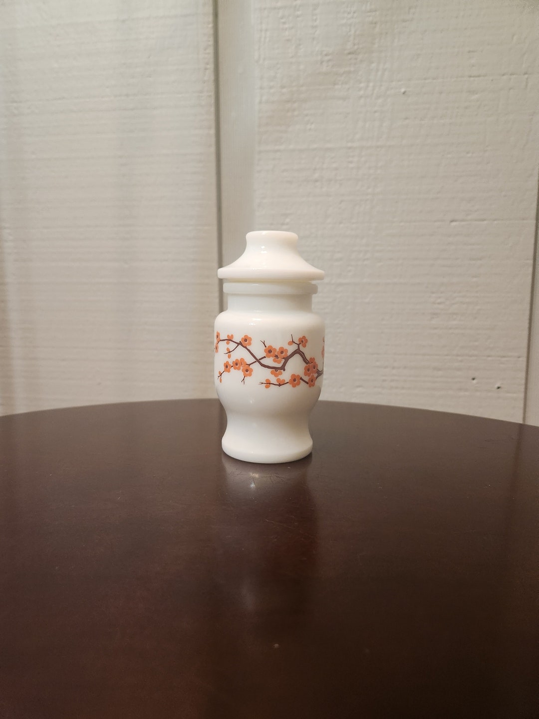 Milk Glass Mustard Jar, Ariel Opaline Container, Japanese Inspired ...