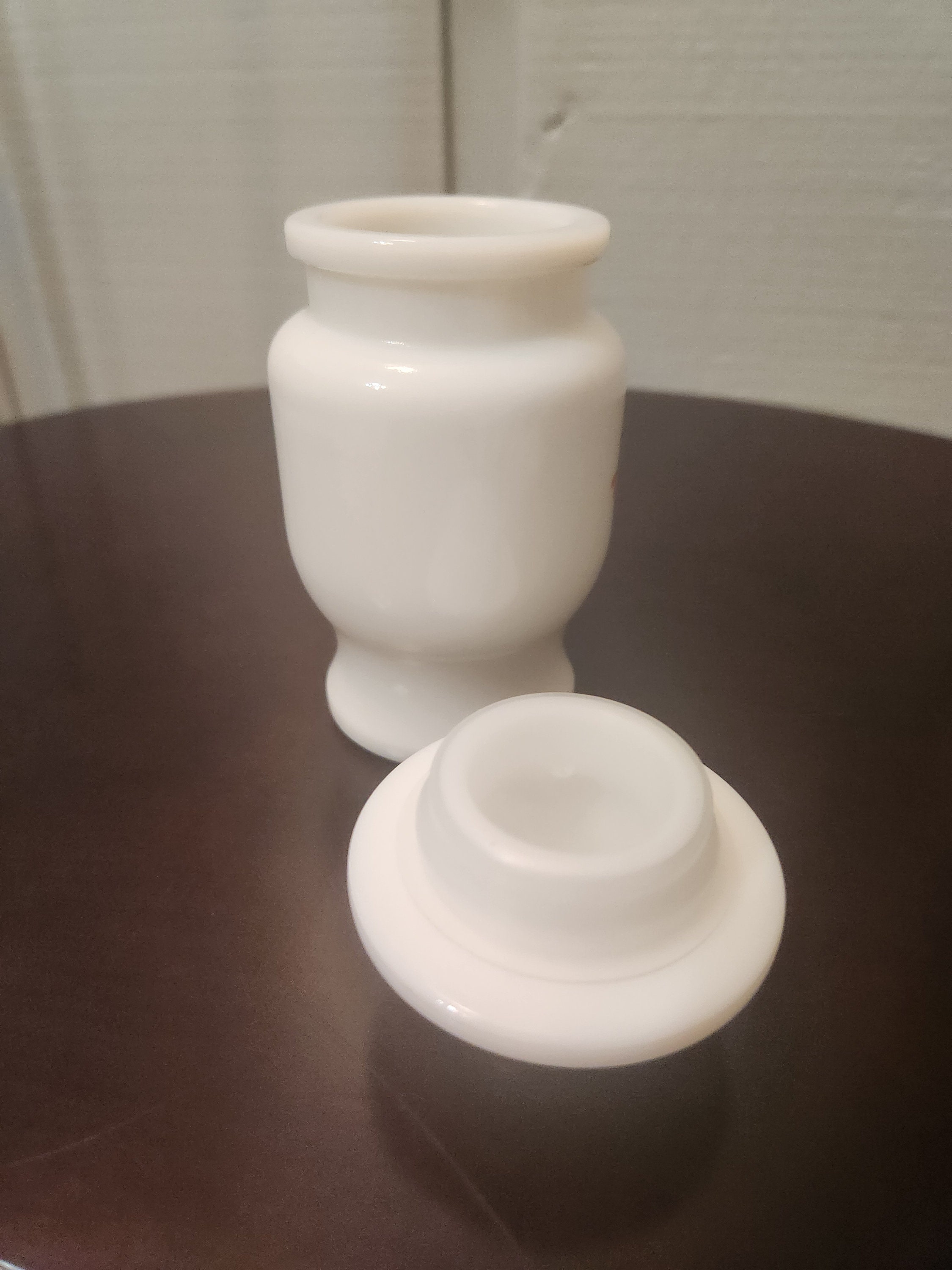 Milk Glass Mustard Jar, Ariel Opaline Container, Japanese Inspired ...