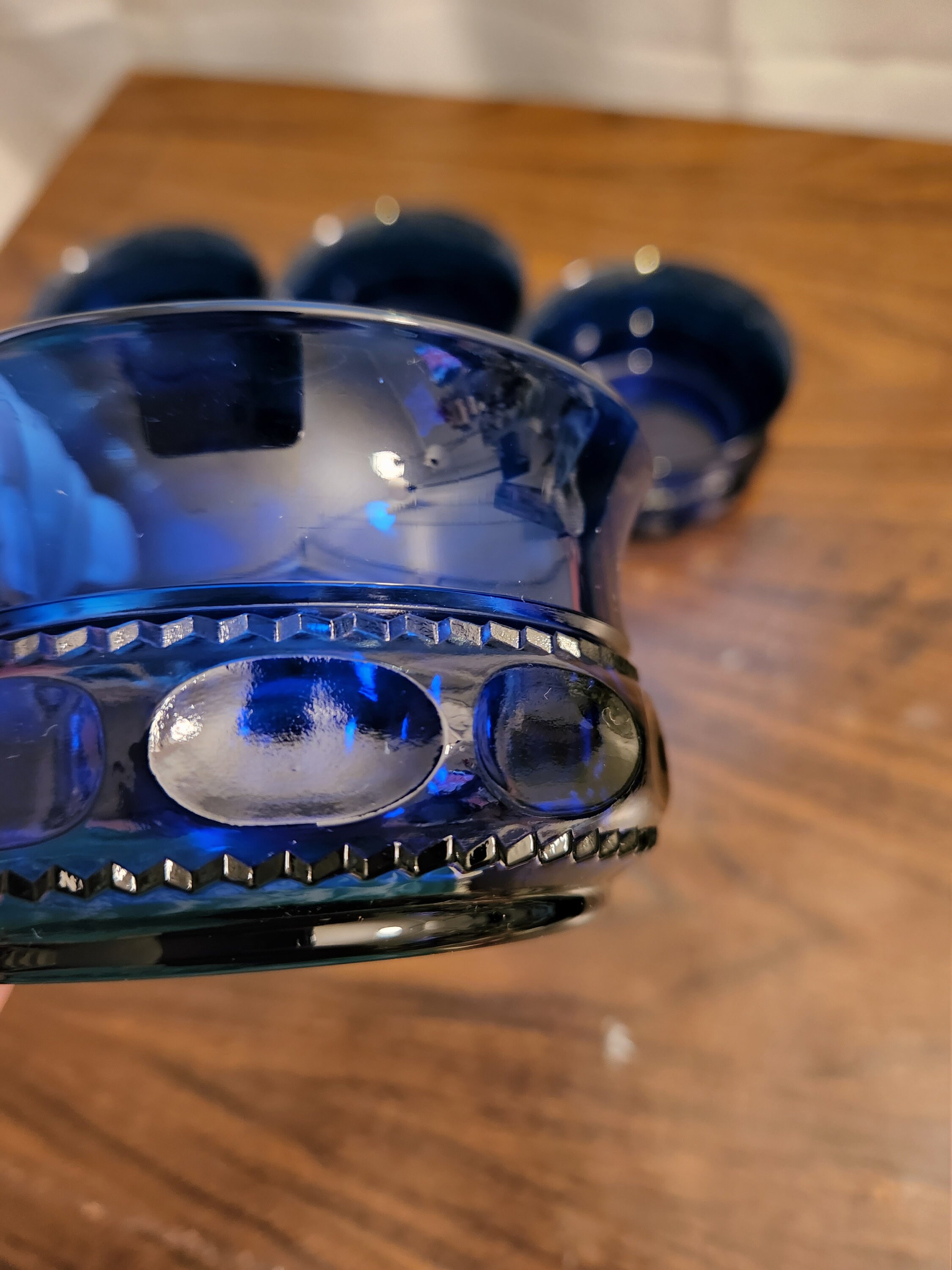 Blue Thumbprint Bowls Indiana Glass Set of 5 King's - Etsy